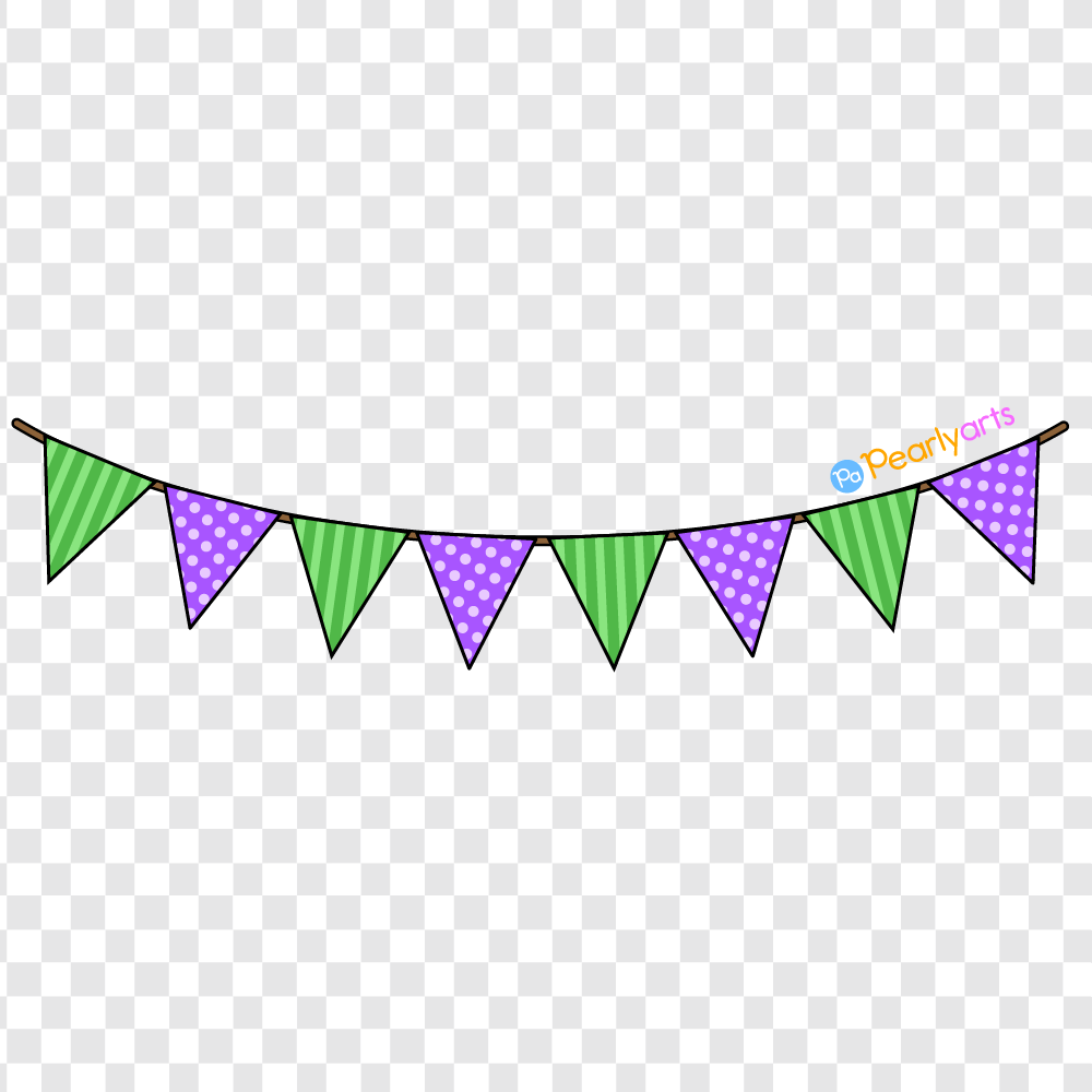 FREE Green and Purple Pennant Banner Clipart | Transparent PNG | Pearly ...