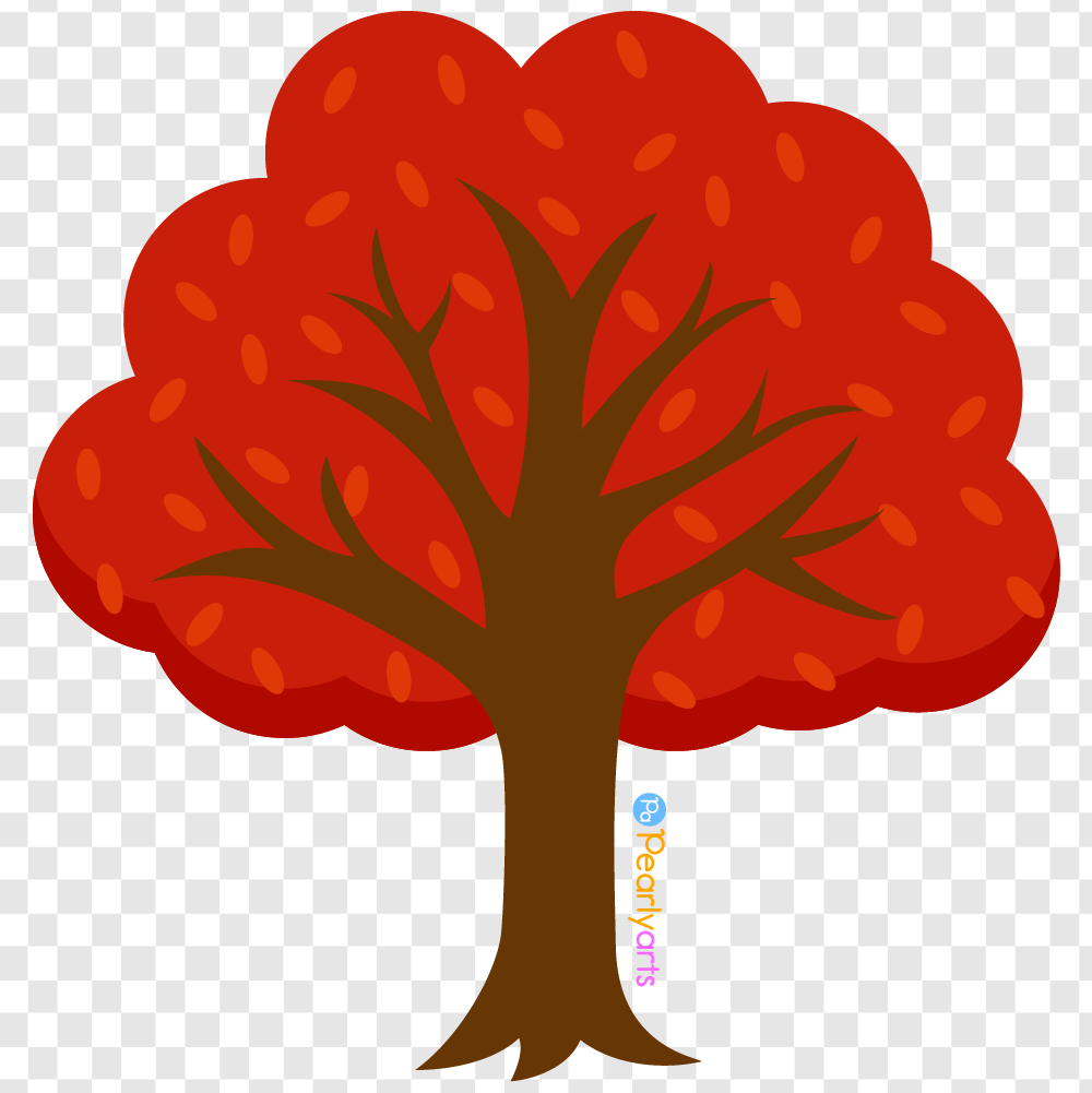 FREE Red Fall Tree Clipart | Pearly Arts