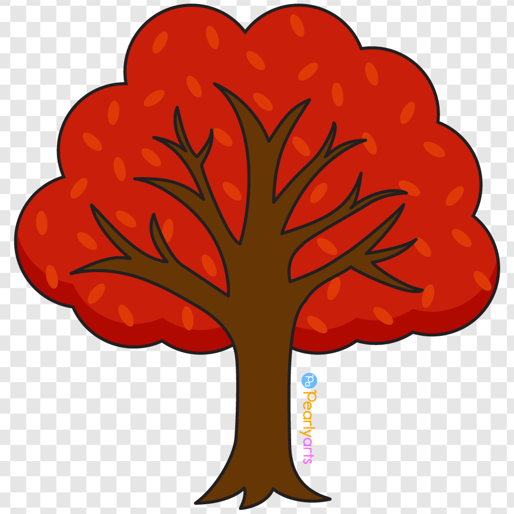 FREE Red Fall Tree Clipart | Pearly Arts