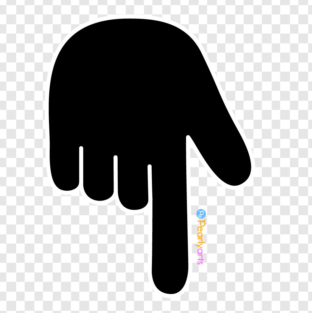 FREE Black Index Finger Pointer Clipart Down | Transparent PNG | Pearly ...