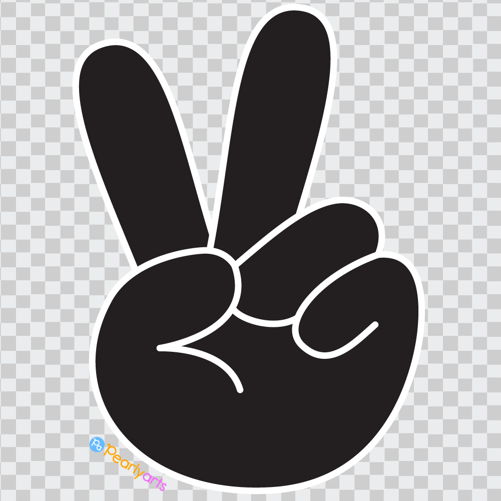FREE Black Peace Sign Hand Clipart | Transparent PNG | Pearly Arts