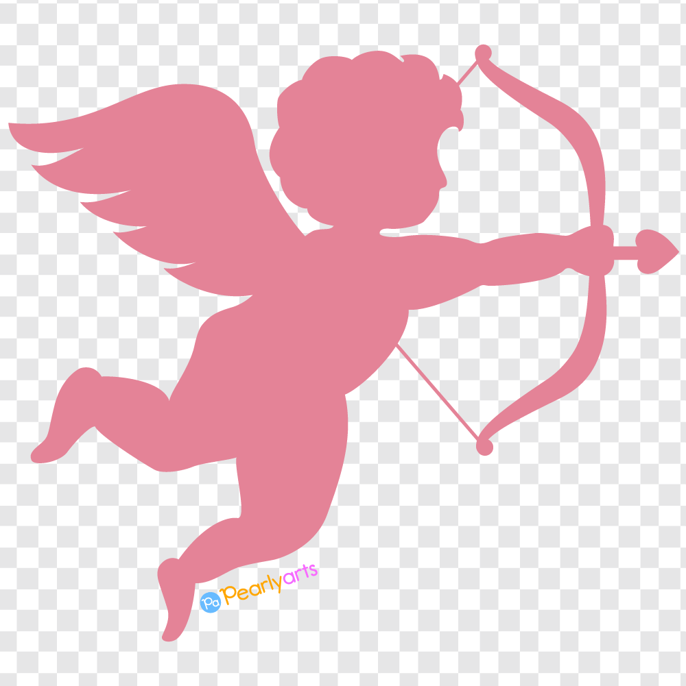 FREE Pink Cupid Silhouette Clipart | Pearly Arts